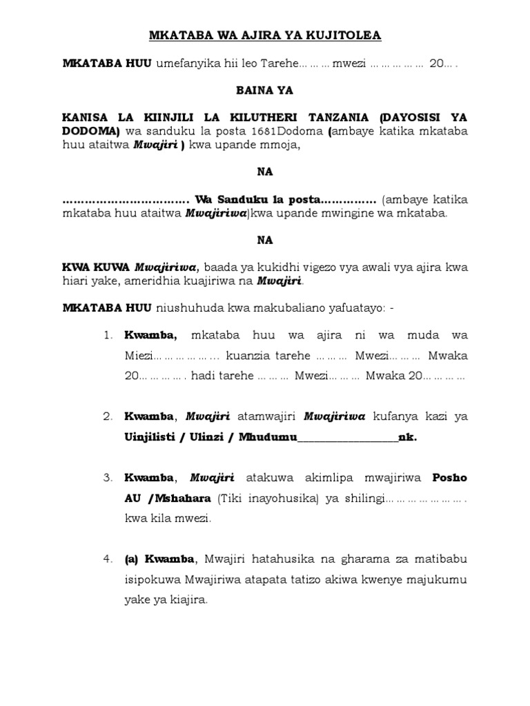 Mkataba Wa Ajira.... KKKT | PDF