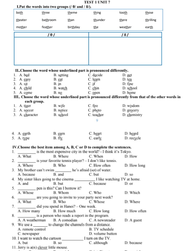 Test 1 - Unit 7 - Eng 6 | PDF