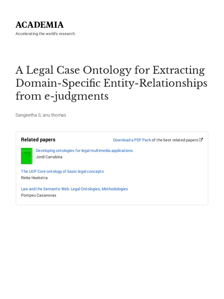 A Legal Case Ontology For Extracting Domain Specificentity Relationships From E Judgments With