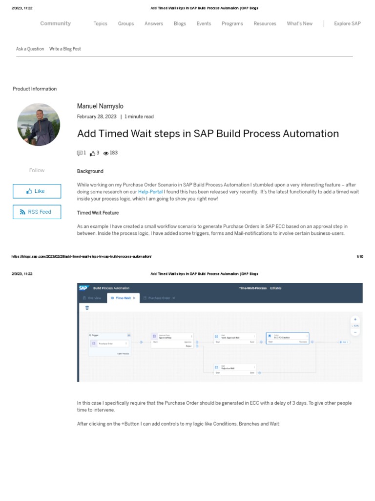 Add Timed Wait Steps In Sap Build Process Automation Pdf Automation Computer Engineering 1966