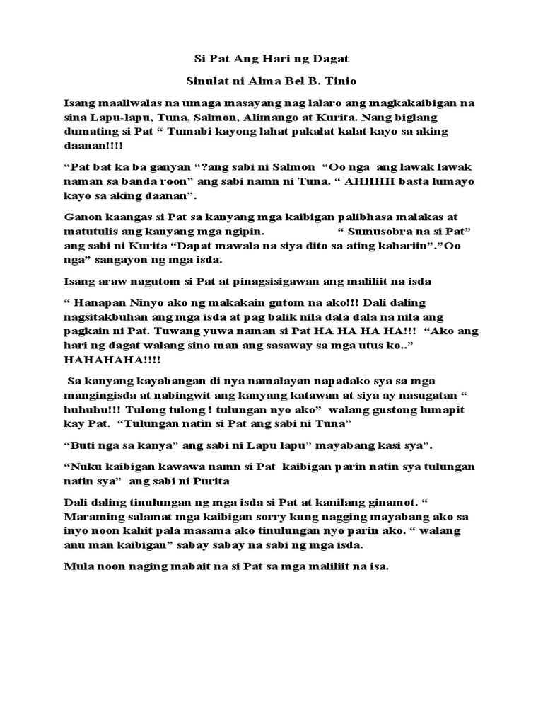 Si Pat Ang Mayabang Na Pating | PDF