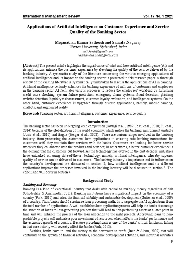 Applications Of Artificial Intelligence On Customer Experience And