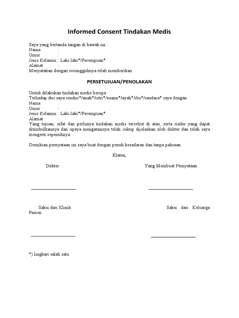 Informed Consent Tindakan Medis | PDF