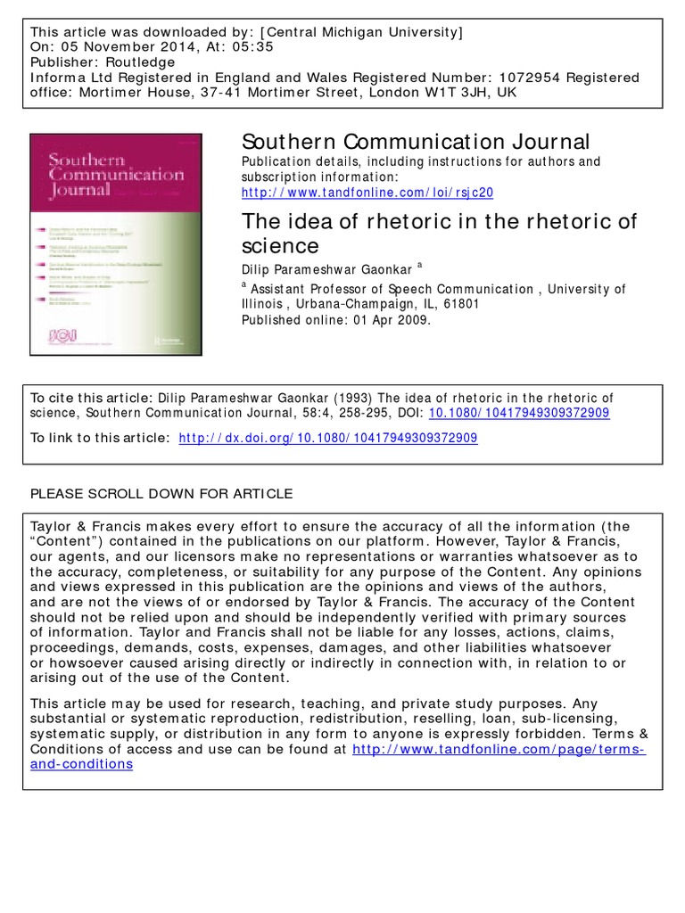Rhetoric's Role in Science | PDF | Rhetoric | Discourse