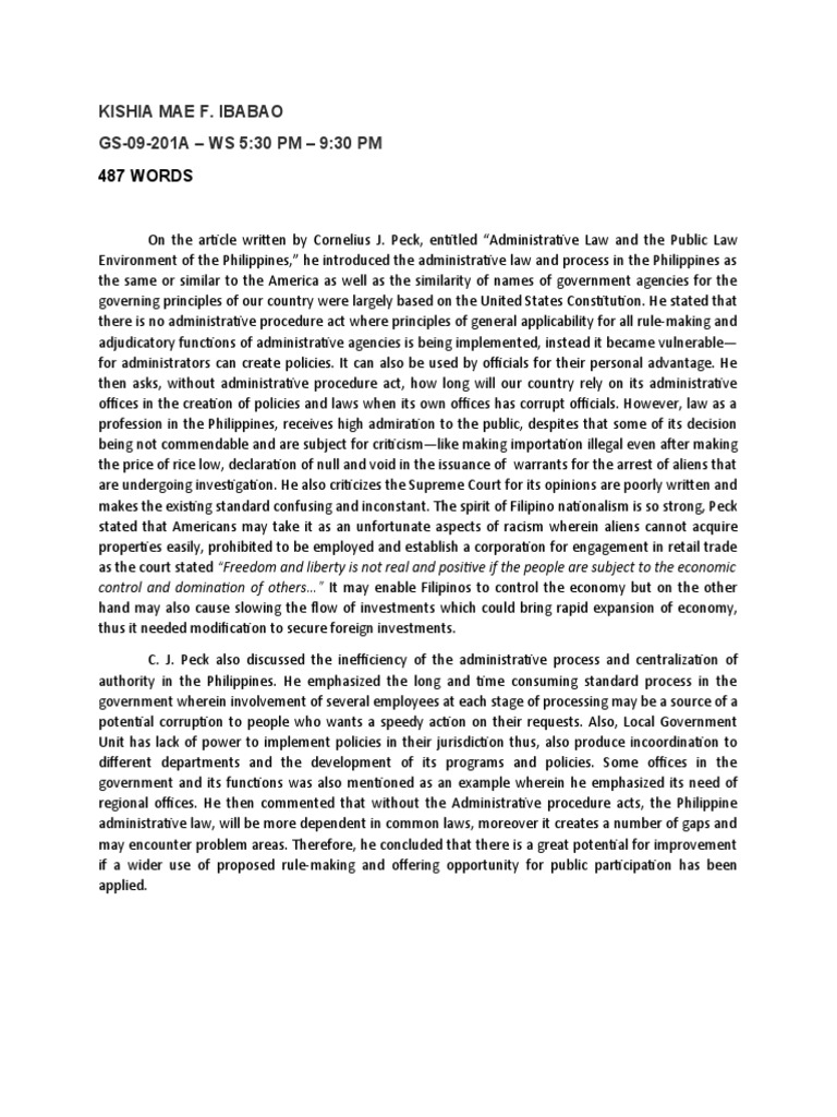 Reading Summary 3 - Ibabao, Kishia Mae F. | PDF | Administrative Law ... Reading Summary 3 - Ibabao, Kishia Mae F. | PDF | Administrative Law ...
