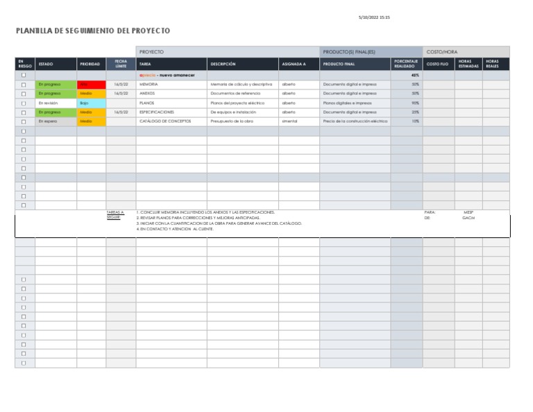 IC Project Tracking Template ES 27013 | PDF