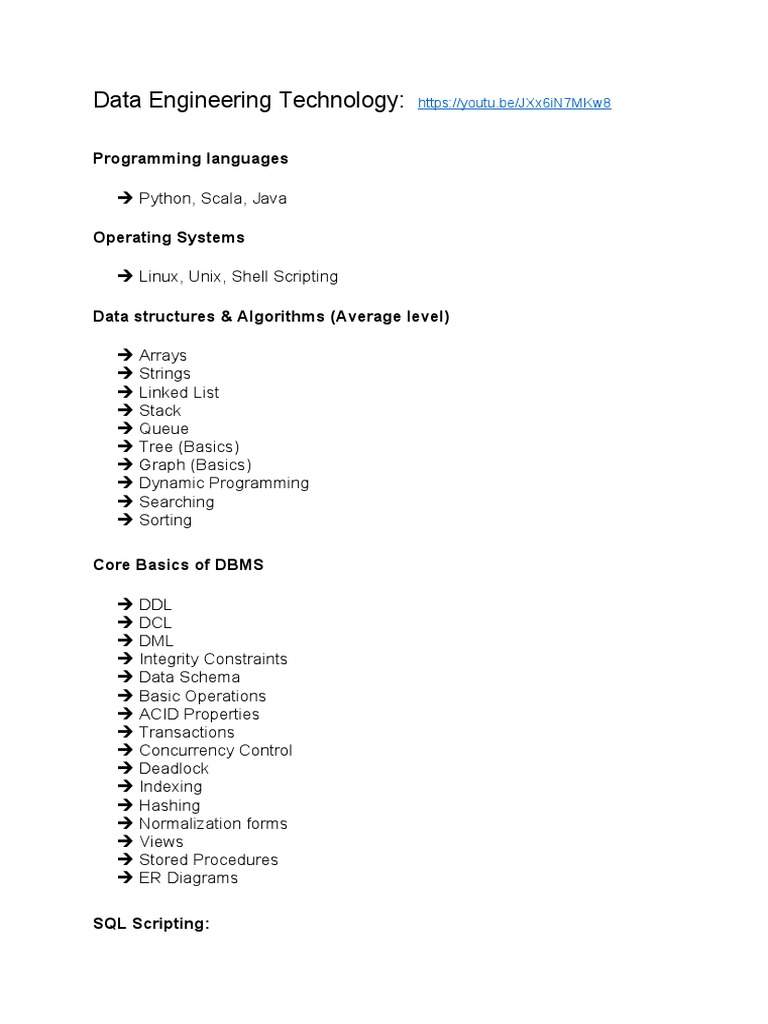 Data Engineering Road Map | PDF