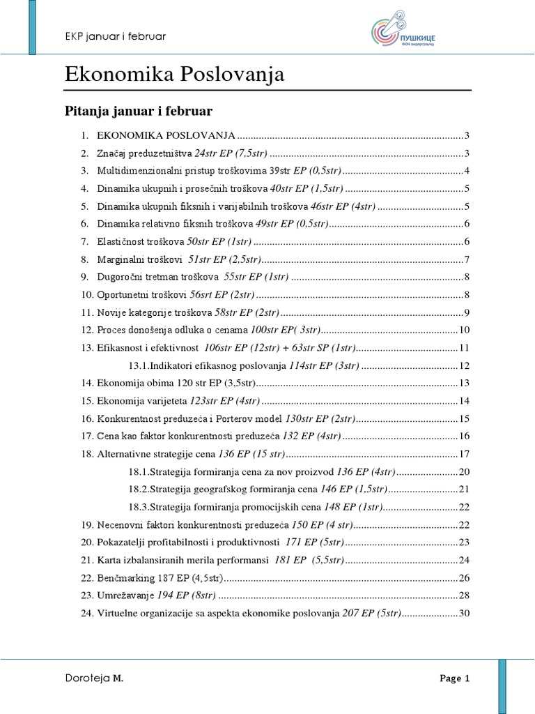 Ekonomika Poslovanja Skripta | PDF