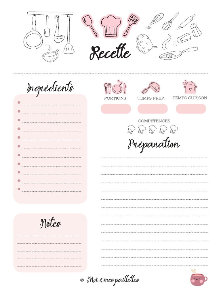 Fiche de Recette à Imprimer Gratuit | PDF | Bien-être