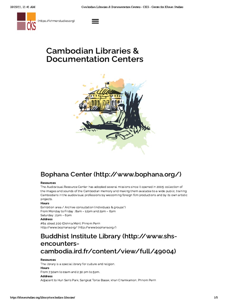 Cambodian Libraries Overview | PDF | Cambodia | Phnom Penh
