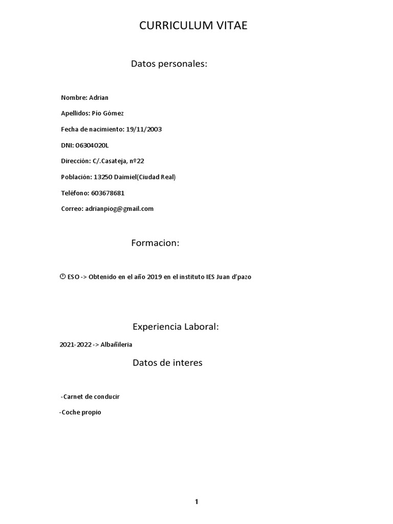 Curriculum Vitae Adri | PDF