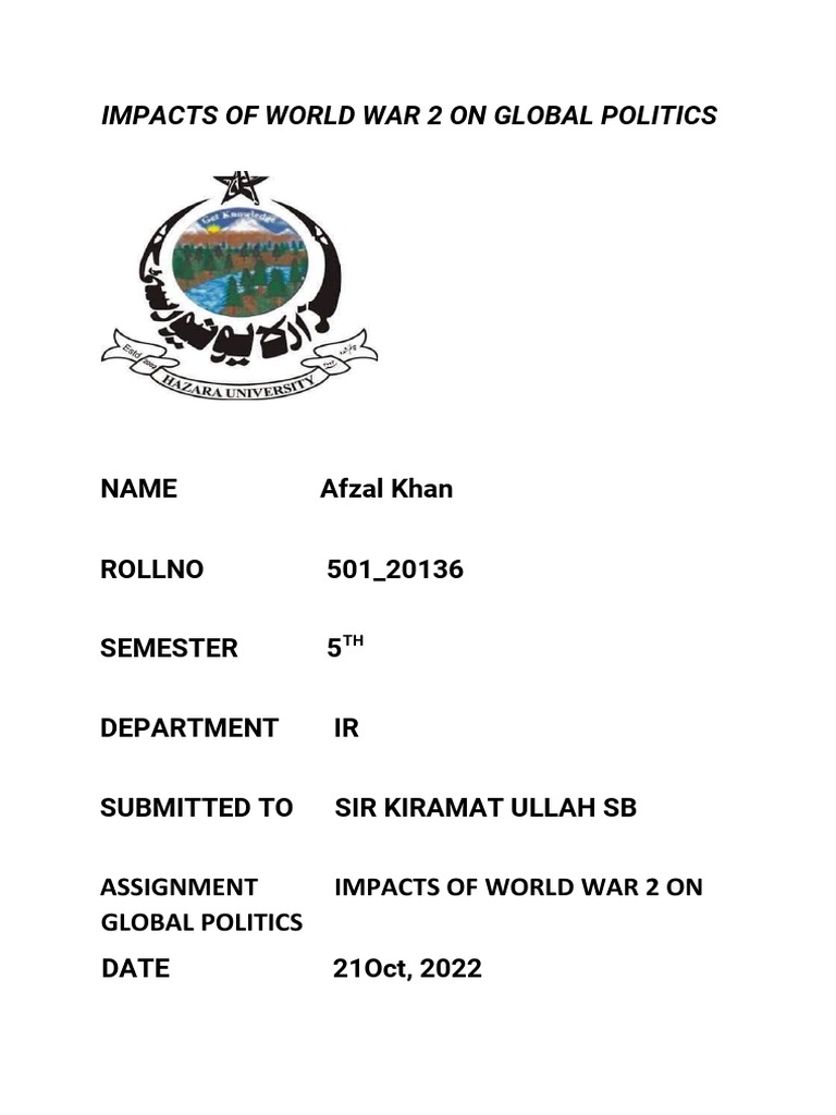 Impacts of Worldwar2 On Global Politics. Shahid Ali | PDF | Non Aligned ...