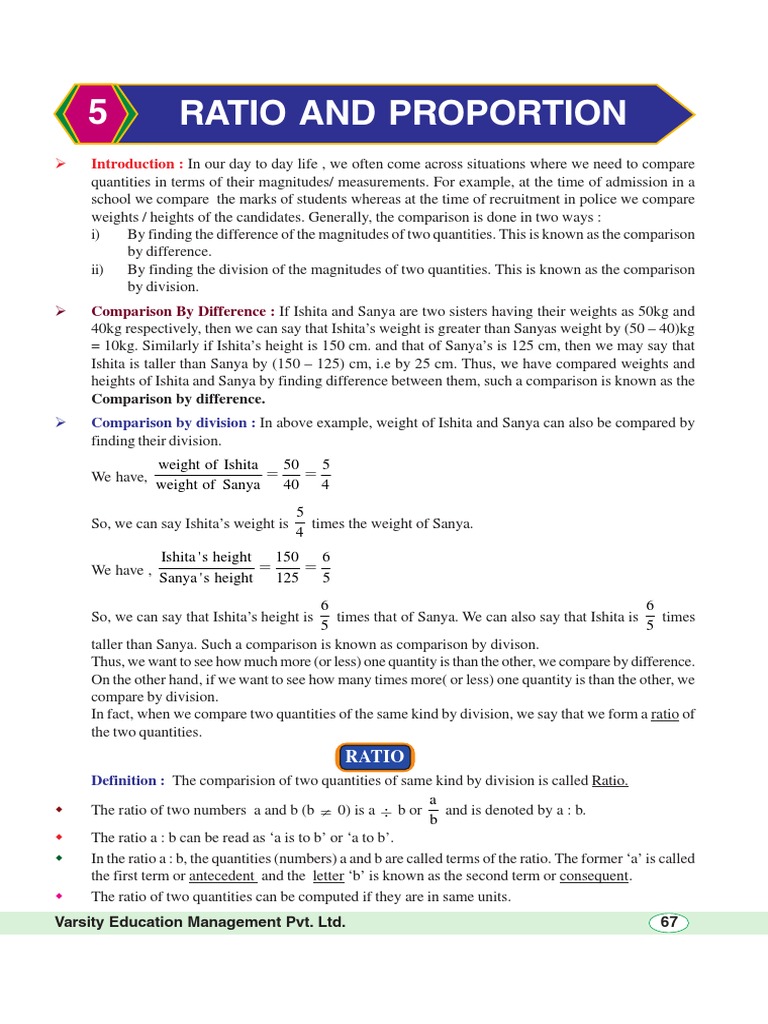 05 - Ratio and Proportion | PDF | Ratio | Quantity