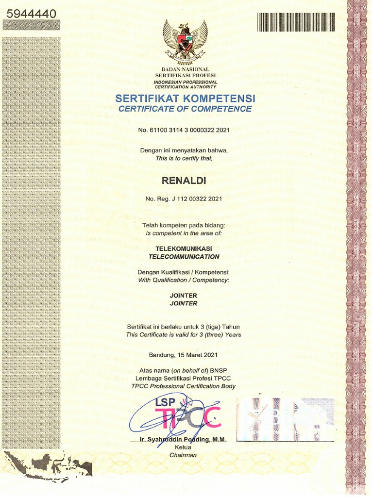Sertifikat Renaldi | PDF