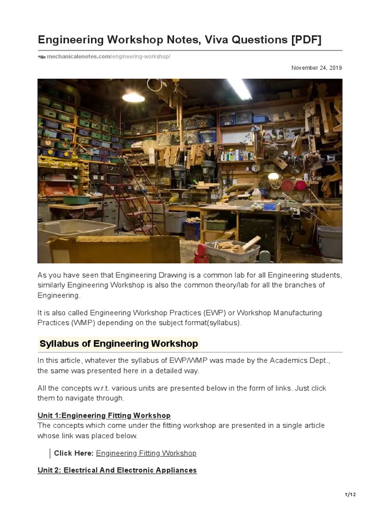 Engineering Workshop Notes Viva Questions PDF | PDF