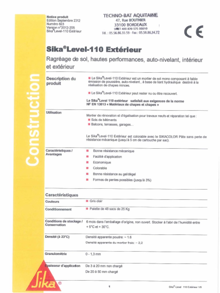 Sika Level 110 Exterieur | PDF