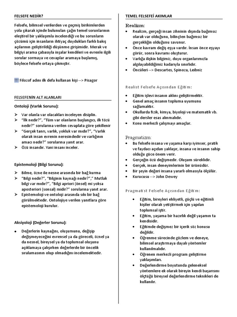 Eğitimin Felsefi Temelleri | PDF