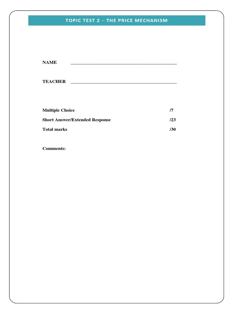 AES 9 2023 Test 2 - The Price Mechanism | Download Free PDF ...
