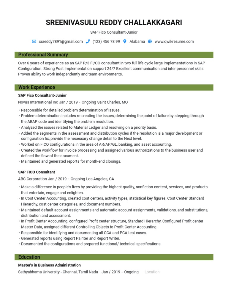Sreenivasulu Reddy Challakkagari SAP Fico Consultant Junior Resume 2023 03-02-164819 | PDF ...