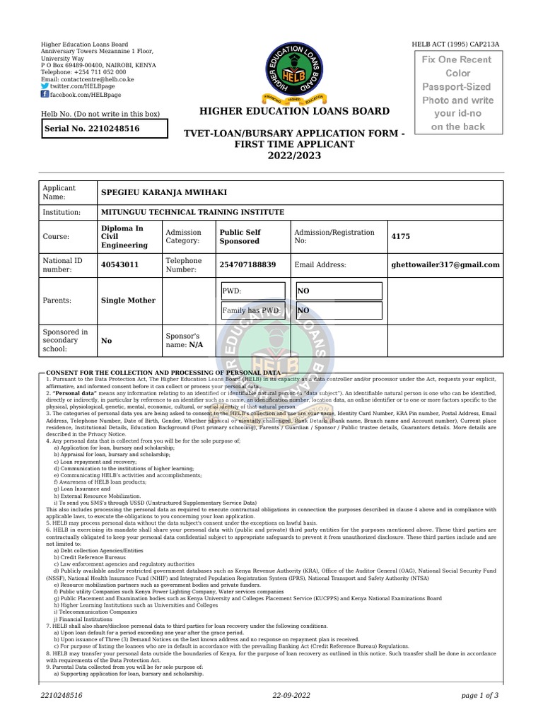 Higher Education Loans Board: Tvet-Loan/Bursary Application Form ...