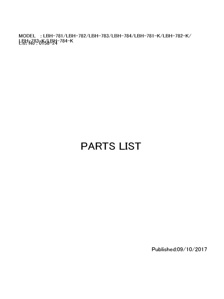 Parts List: MODEL: LBH-781/LBH-782/LBH-783/LBH-784/LBH-781-K/LBH-782-K ...