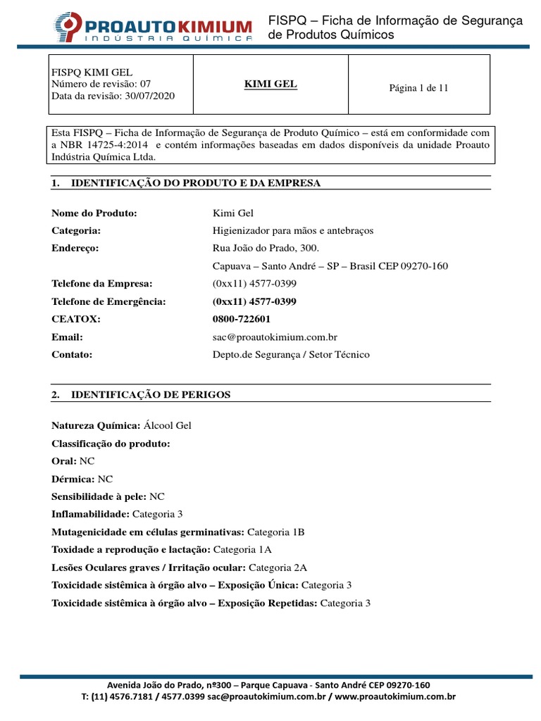 Fispq Kimi Gel | PDF | Embalagem e rotulagem | Química