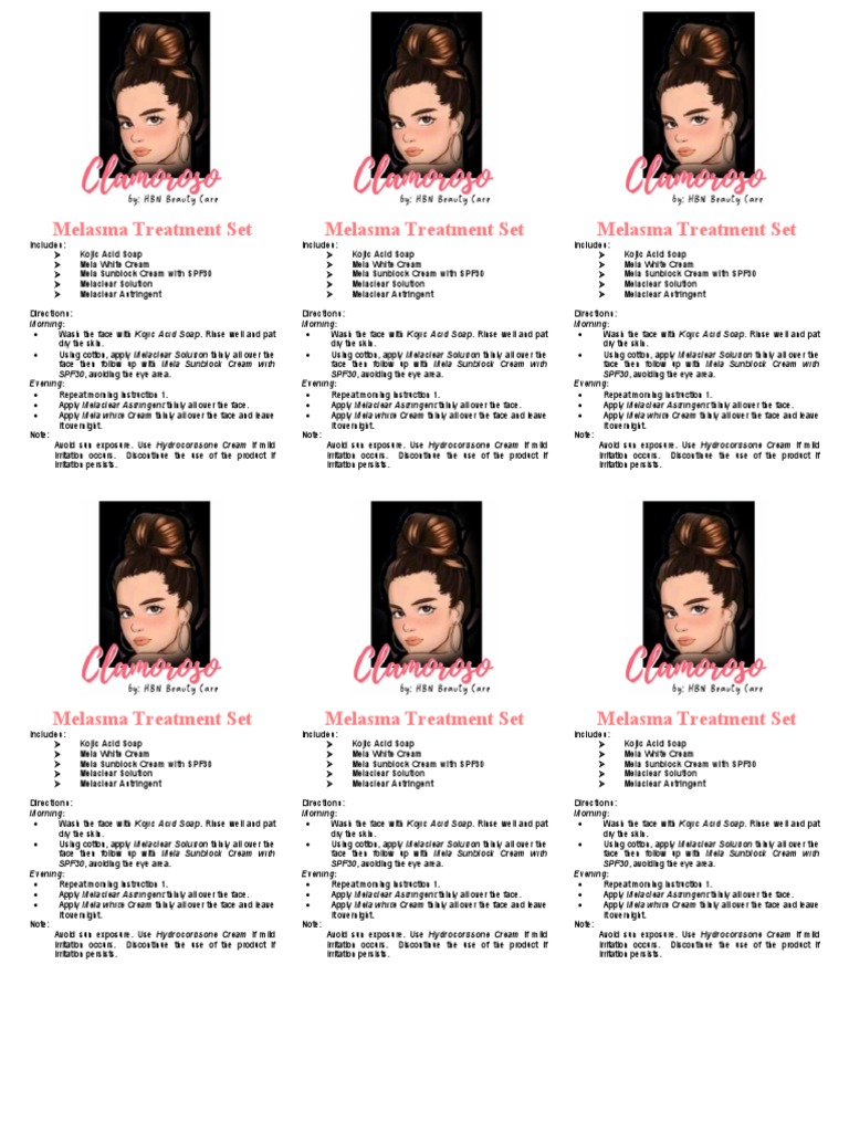 Effective Melasma Treatment Set Guide | PDF | Chemical Substances | Skin