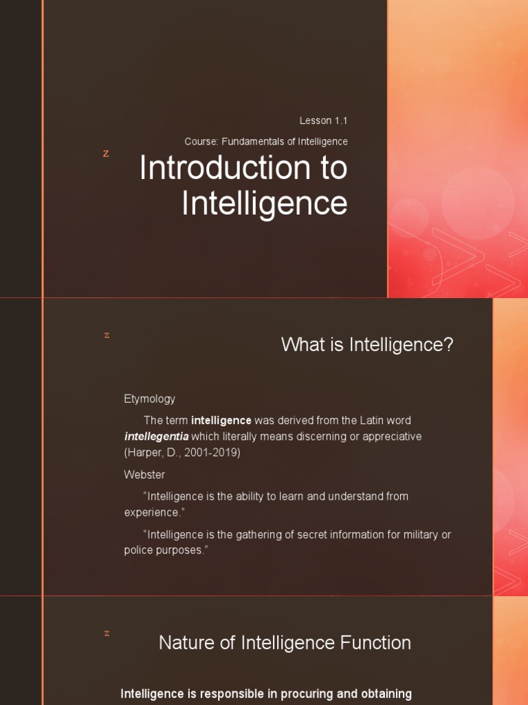 Lesson 1.1 - Introduction To Intelligence 2 | PDF | Military ...
