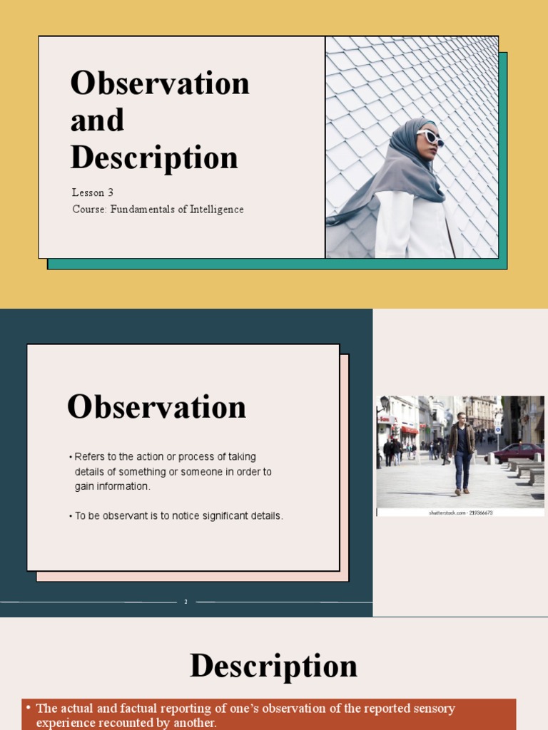 Lesson 3.1 - Observation and Description 2 | PDF | Memory | Perception