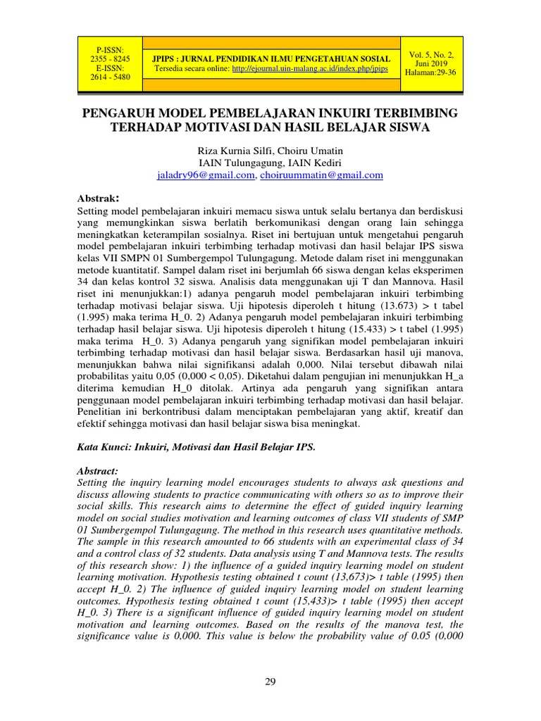 Pengaruh Model Pembelajaran Inkuiri Terbimbing Ter | PDF