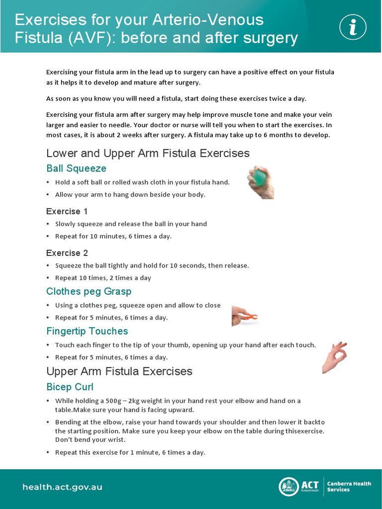 Exercises For Your Arteriovenous Fistula | PDF | Hand | Arm