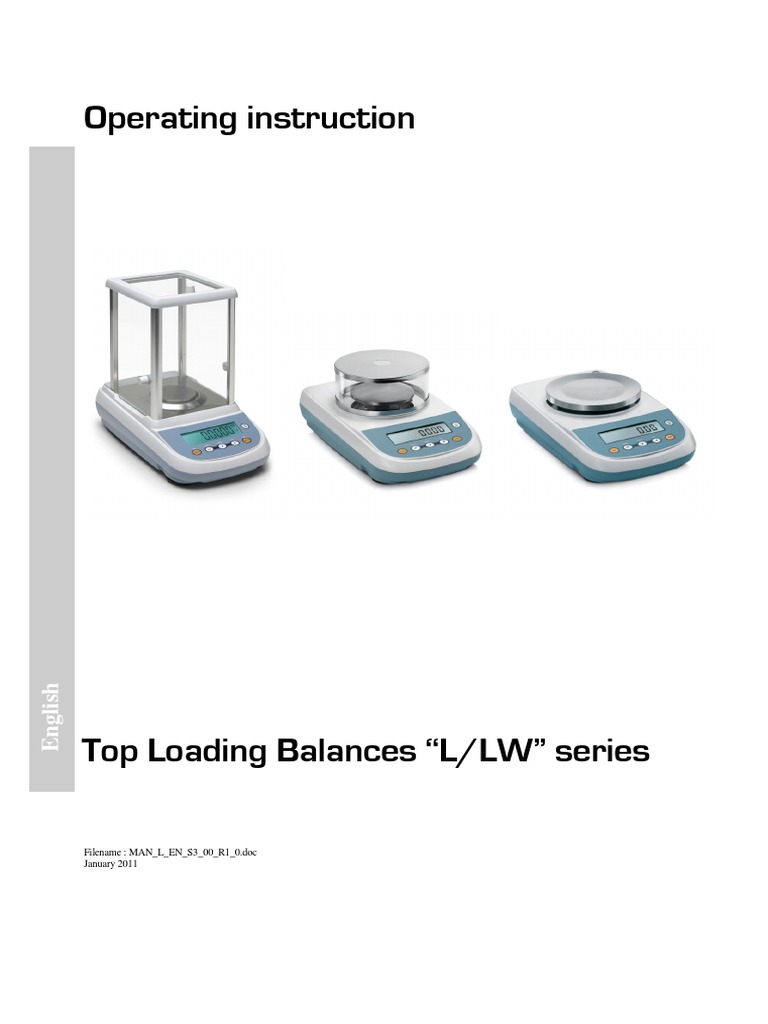 Operating Instructions for Top Loading Balances | PDF | Weighing Scale ...