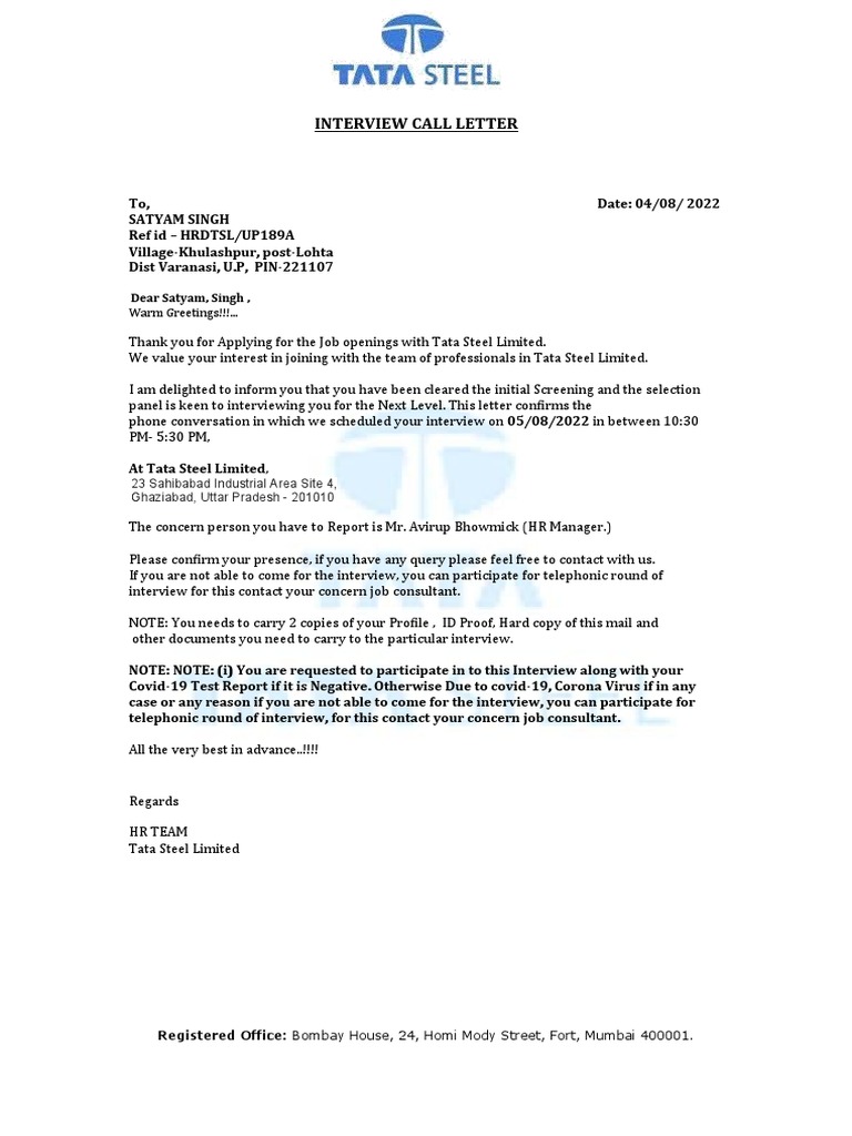 Satyam Singh Call Letter | PDF Satyam Singh Call Letter | PDF