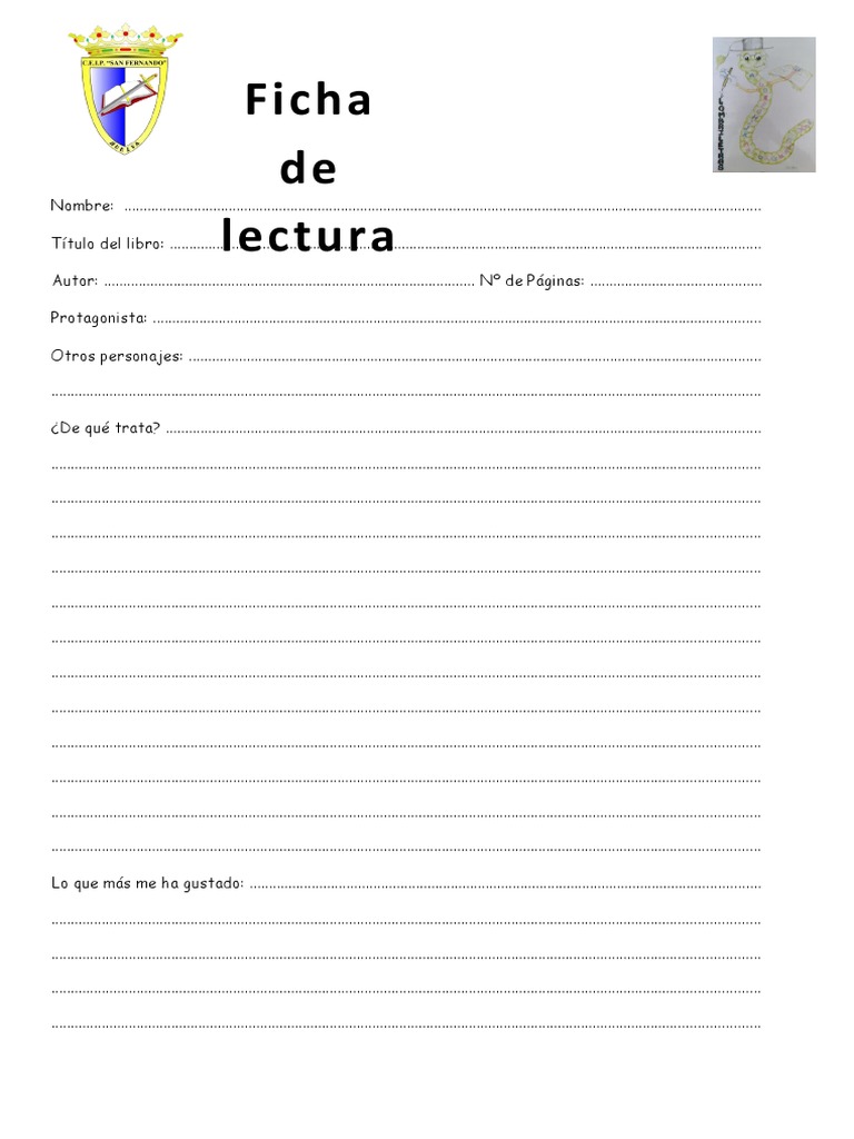 Ficha de lectura para imprimir | PDF