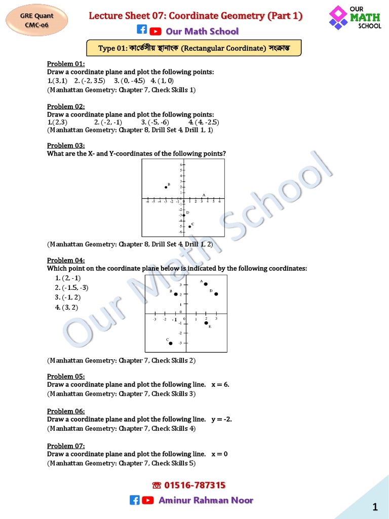 Lecture Sheet 07 - Coordinate Geometry (Part 1) | PDF | Analytic Geometry | Elementary Geometry