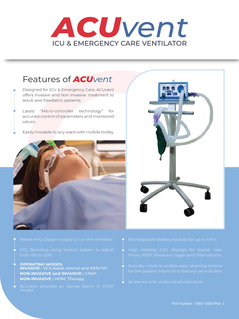 ACUvent (Kriticare Ventilator) | PDF | Clinical Medicine | Respiration