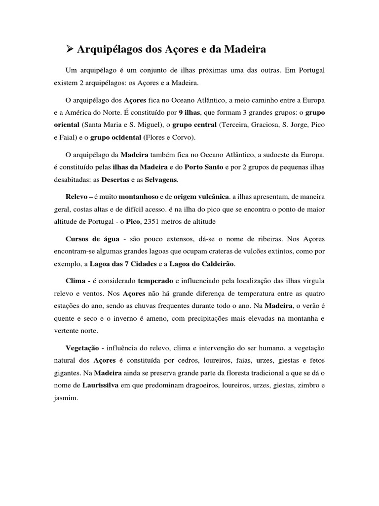 Arquipélagos Dos Açores e Da Madeira | PDF | Açores | Geociências