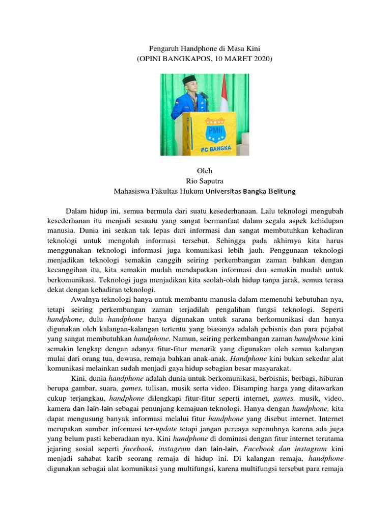 RIO - Pengaruh Handphone Di Masa Kini | PDF | Komputer