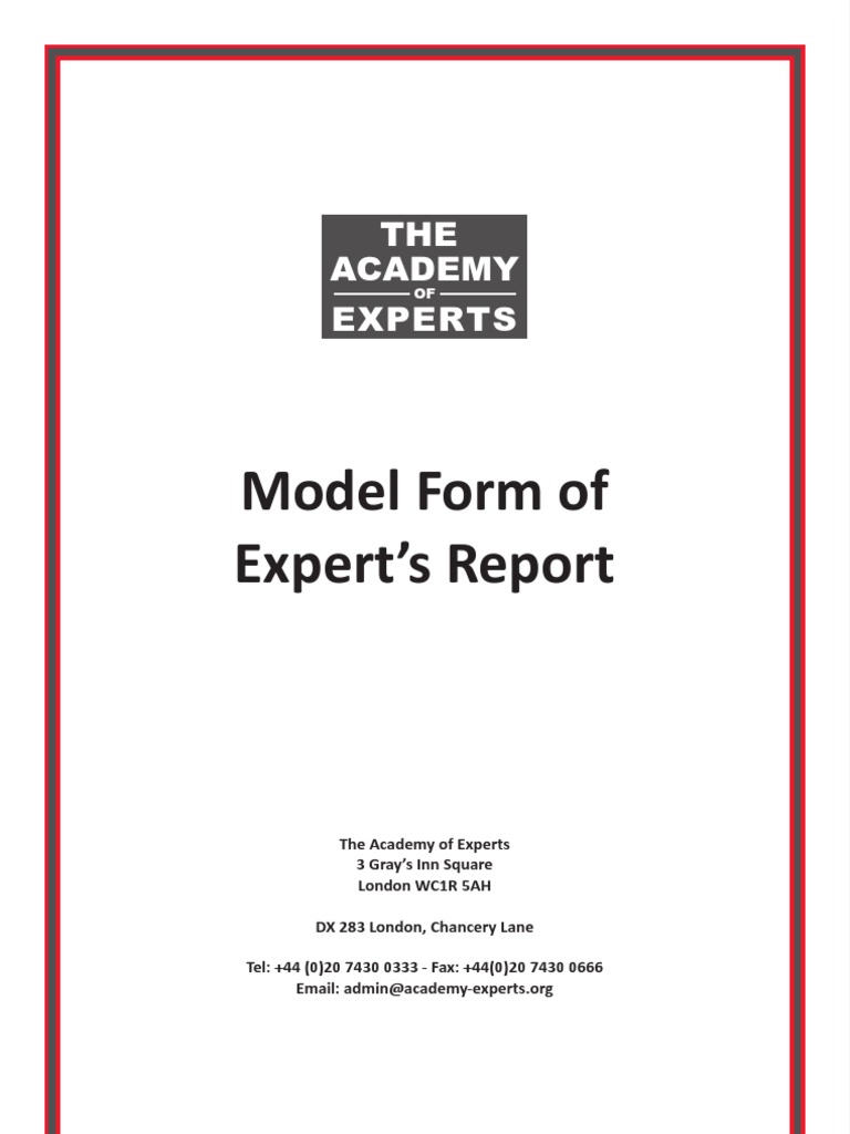 Expert Report Model Form Guide | PDF