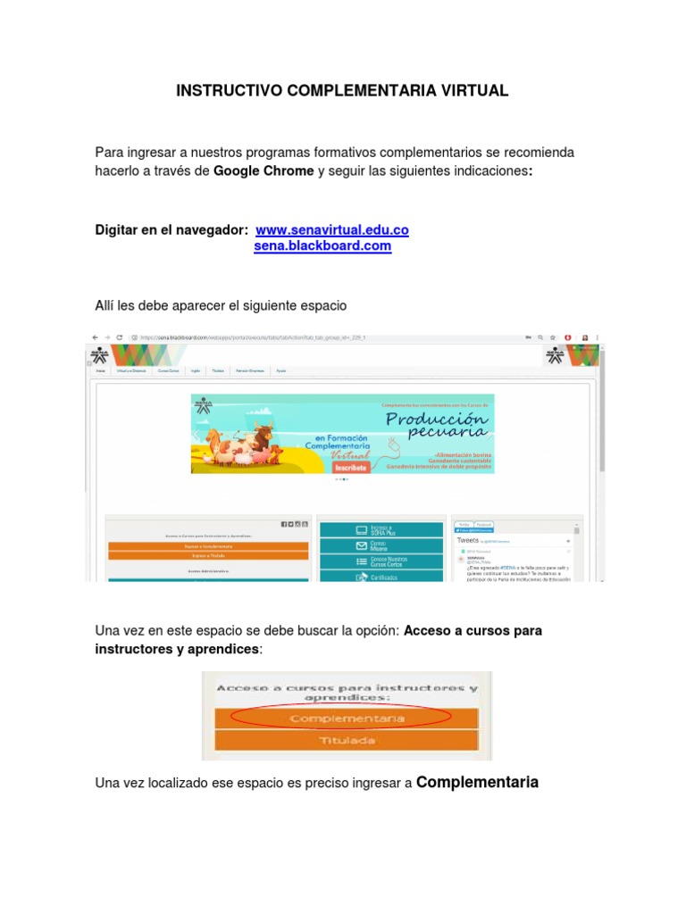 Ingreso a Programas Complementarios SENA | PDF