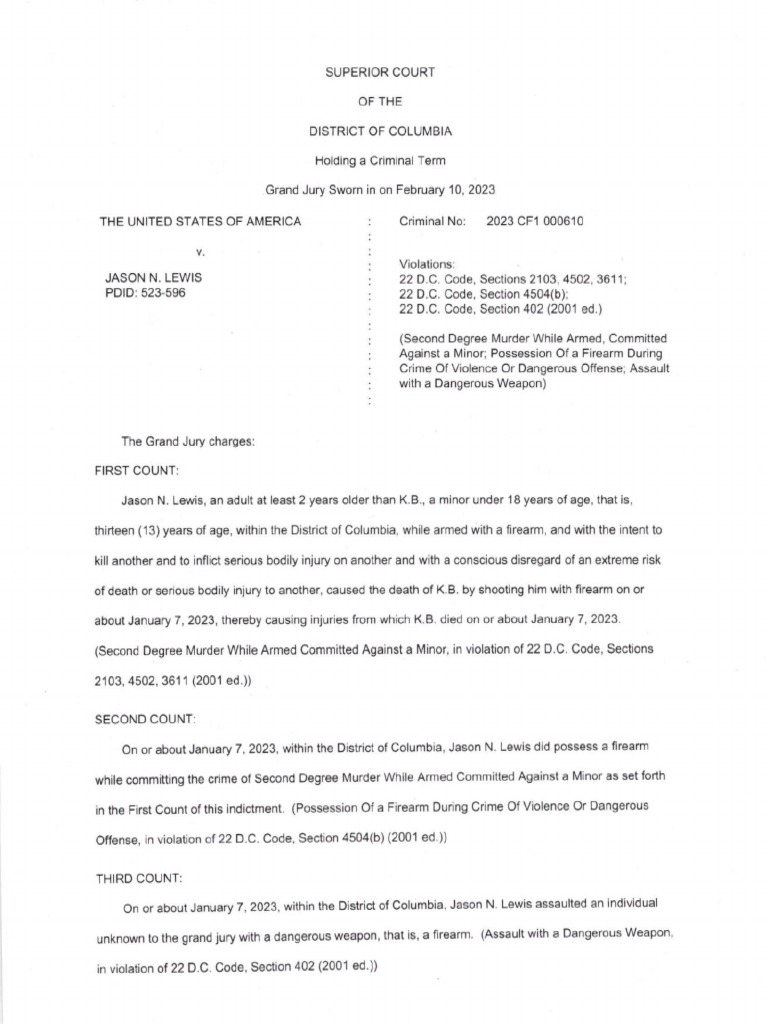 Jason Lewis Indictment | PDF
