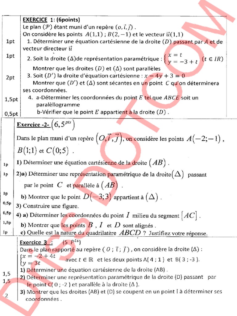 La Droite Dans Le Plan Tronc Commun '' Driss DOTCOM '' | PDF