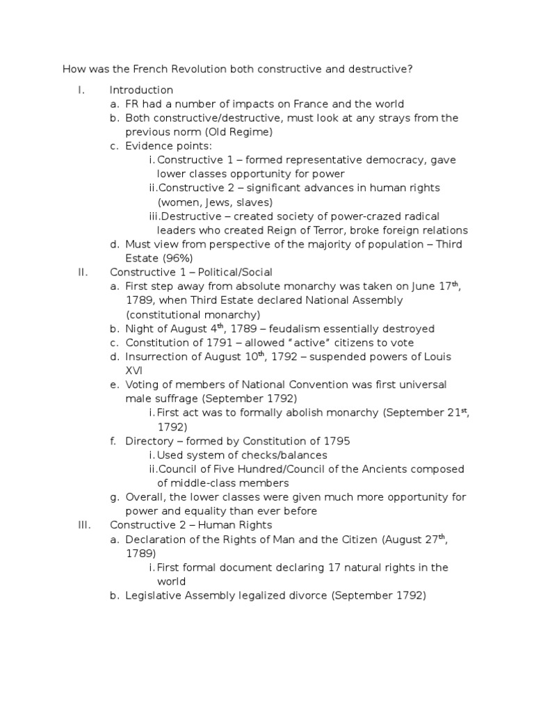 French Revolution - Constructive/Destructive Impacts | PDF | French ...