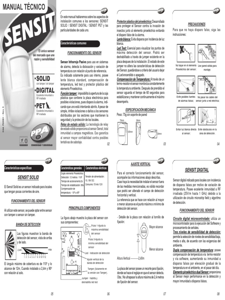 4 Manual Técnico Sensit Solid Digital y Pet Rev5 | PDF | Diodo emisor de luz | Sensor