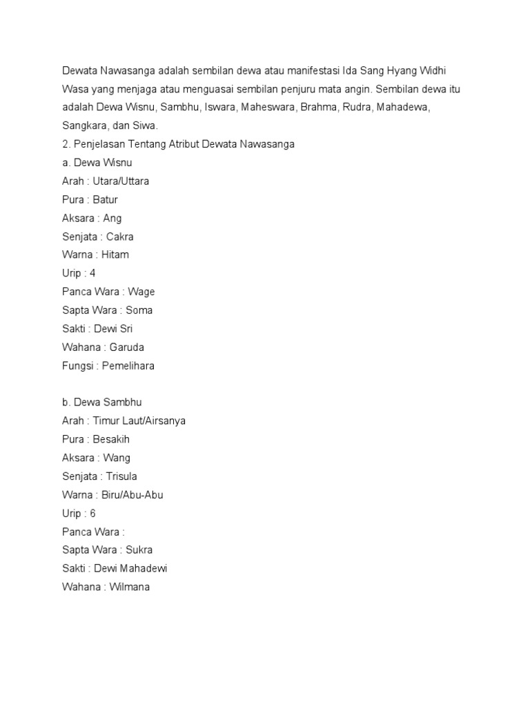 Dewata Nawa Sanga | PDF