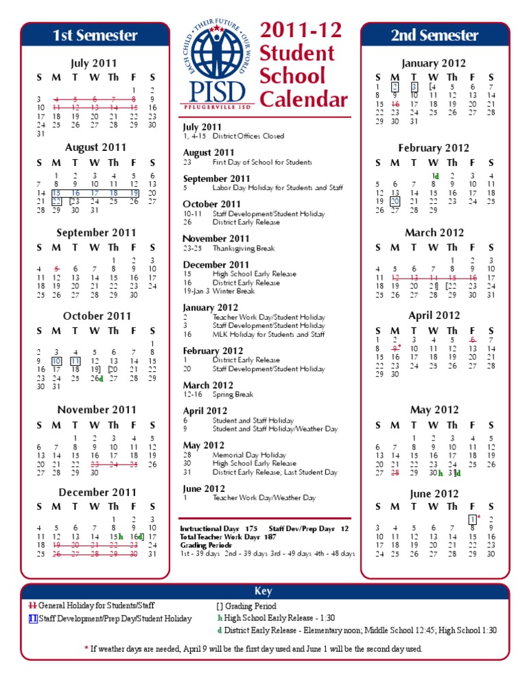 2011-2012 Calendar | PDF | High Schools | Academia