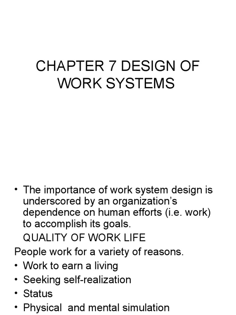 Chapter 7 Design of Work Systems | PDF | Standard Deviation | Human ...