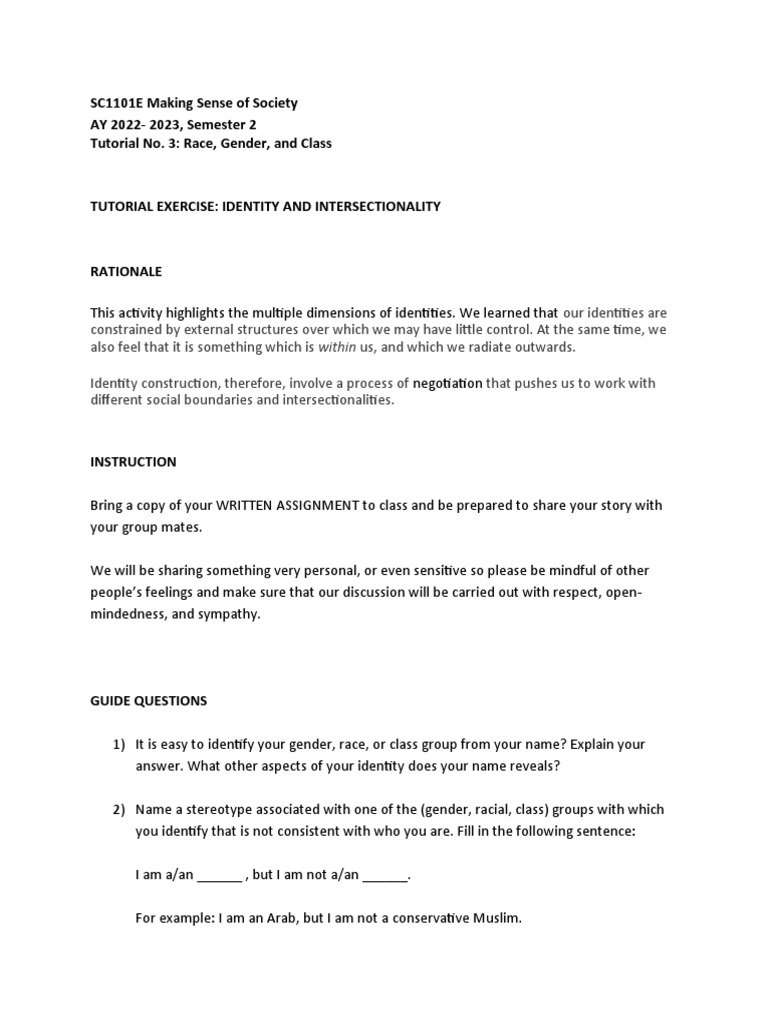 SC1101E Tutorial 3 Questions | PDF