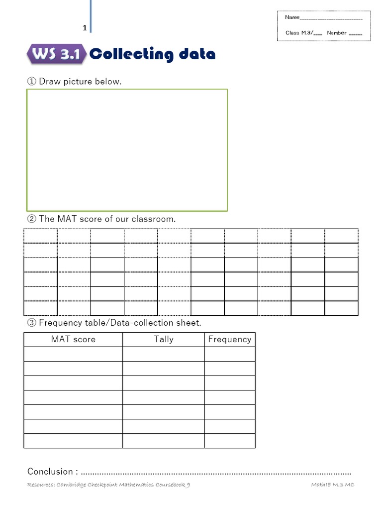 Data Collection Worksheets for Maths | PDF | Probability | Median