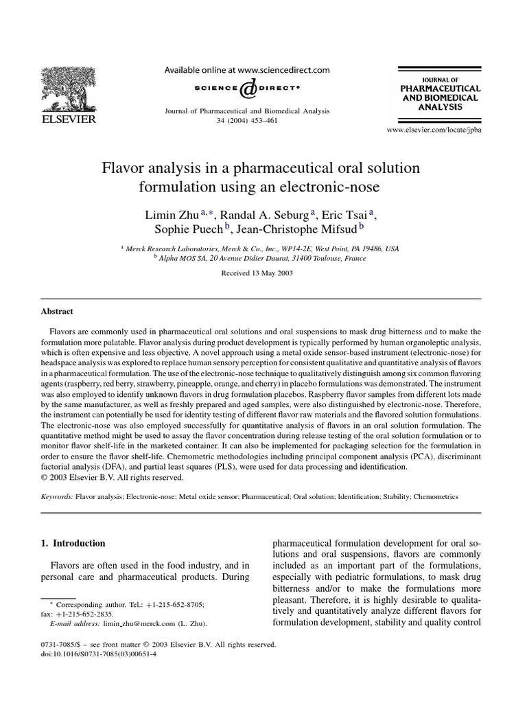Flavor Analysis in A Pharmaceutical Oral | PDF